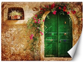 Fototapeta, Zelené dveře Toskánsko - 350x245 cm