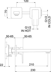 Sapho TURSI podomítková dvouprvková umyvadlová baterie černá mat TI018B