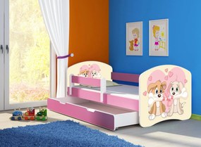 Dětská postel - Zamilovaní pejsci 2 180x80 cm + šuplík růžová