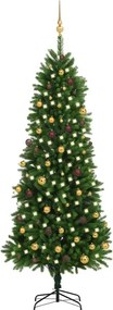 vidaXL Umělý vánoční stromek s LED a sadou koulí 240 cm zelený [3077557] Barva: zlatá