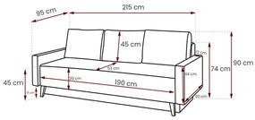 Pohovka OVIEDO | 215 cm | rozkládací + úložný prostor | šedá