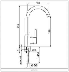 Rubineta Dřezová baterie ULTRA-33 Černá OLBAU33BK