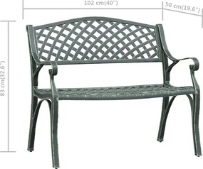 Zahradní lavice 102 cm litý hliník zelená 317745
