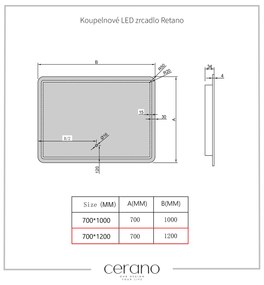 CERANO - Koupelnové LED zrcadlo Retano - 120x70 cm
