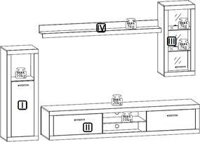 Obývací stěna Murane, s osvětlením