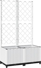 Zahradní truhlík s treláží bílý 80 x 40 x 136 cm PP 153282