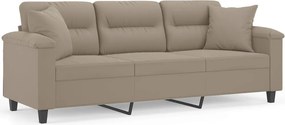 3místná pohovka s polštáři taupe 180 cm tkanina z mikrovlákno 3200977