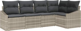 Set pohovek 5 ks Světle šedá polyratan 3346722