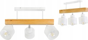 Dřevěná stropní lampa Lustr Stropní Svítidlo Loft Bílá na 3x Klosz E27
