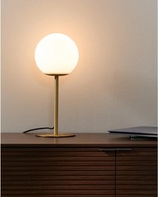 Bílá/ve zlaté barvě stolní lampa se skleněným stínidlem (výška 35 cm) Brisia – Kave Home