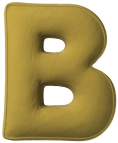 Yellow Tipi Olivově zelený sametový polštář písmeno B 40 cm