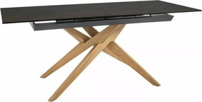 Jídelní rozkládací stůl Loreto 180/230 cm keramika hnědý/dub přírodní