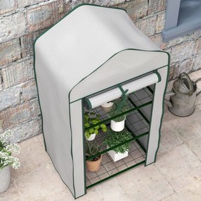 Outsunny 3-úrovňový zahradní skleník s terasou se 3 policemi a 1 zipovým dveřmi pro pěstování rostlin, květin a zeleniny 59x39x127 cm Bílý