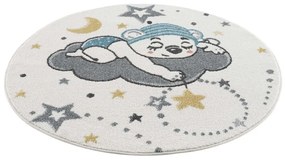 Béžový kulatý koberec s motivem medvídka