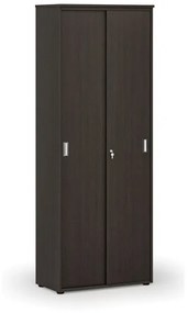 Kancelářská skříň se zasouvacími dveřmi PRIMO WOOD, 2128 x 800 x 420 mm, wenge