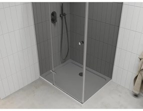 Mexen Roma, sprchový kout s křídlovými dveřmi 100 (dveře) x 70 (stěna) cm, 6mm šedé sklo, chromový profil + slim sprchová vanička bílá + chromový sifon, 854-100-070-01-40-4010