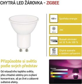 Chytrá LED žárovka GoSmart MR16/GU10 4,8W 230V ZigBee RGB stmívatelná