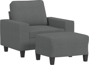 Křeslo s podnožkou tmavě šedé 60 cm textil 3201144
