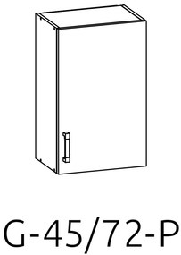 G-45/72 P (L) horní skřínka kuchyně Plate Zvolte stranu: levé provedení, Barva korpusu skříněk: Bílá alpská, Barevné provedení: Světle šedá mat