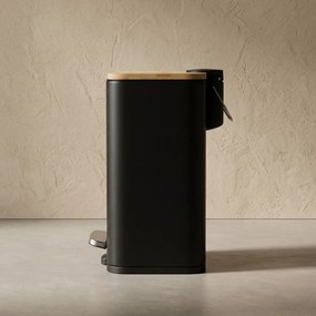 Úzký odpadkový koš do koupelny s bambusem ZETRU, 5 l