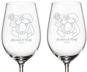 Crystalite Bohemia Svatební sklenice na bílé víno ZAMILOVANÍ NOVOMANŽELÉ 350 ML 2KS