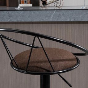 HOMCOM Sada 2 Neo-Retro Barových Židlí S Nastavitelným Otočením a Černým Kovovým Hnědým Opěrkou Nohou