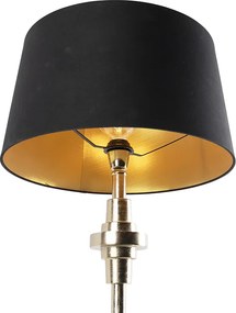 Stolní lampa v art deco stylu zlatá s černým bavlněným stínítkem 45 cm - Diverso