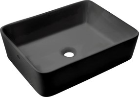Invena Paro, keramické umyvadlo na desku 47,5x37,5x14,5 cm, černá matná, INV-CE-36-005-C