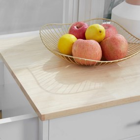 HOMCOM Kuchyňský vozík na kolečkách, servírovací vozík, kuchyňský ostrov s zásuvkou, skříňkou a držákem na utěrky - 83D x 45Š x 91,5V cm Bílý
