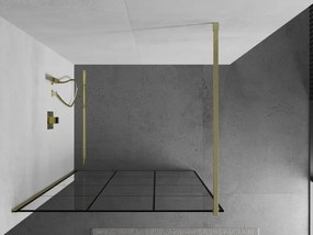 Mexen Kioto, sprchová zástěna Walk-In 120 x 200 cm, 8mm čiré sklo černý vzor, ​​zlatý matný profil, 800-120-101-55-77