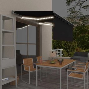 Ručně zatahovací markýza s roletou a LED 3,5x2,5 m antracitová 3069404