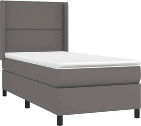 Box spring postel s matrací šedá 100x200 cm umělá kůže 3132427