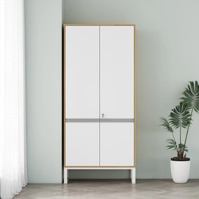 Vysoká kancelářská skříň Houseland Nuvia Loft 90 cm dub/bílá
