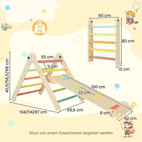 Costway 3 v 1 trojúhelníková šplhací hračka, skládací a výškově nastavitelná