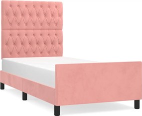 Rám postele s čelem růžový 90x190 cm samet 3125915