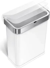 Simplehuman SENSOR bílá ocel / Odpadkový koš / Bezdotykový / Hlasové a