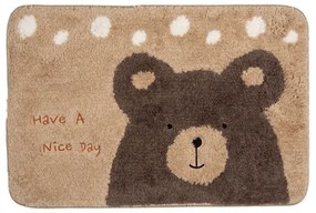 Béžová koupelnová předložka s medvěděm Have a Nice Day – 58x38x1 cm