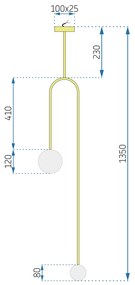 Toolight, závěsné svítidlo 2xG9 APP964-2CP, zlatá, OSW-04049