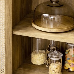 HOMCOM Úložný bufetový kabinet s 1 dveřmi se vzhledem ratanového dřeva - rozměr 80D x 39Š x 70V cm