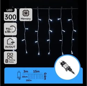 Aigostar - LED Venkovní řetěz 300xLED/8 funkcí 15x0,4 m IP44 stud bílá