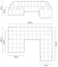 Světle hnědá žinylková rohová pohovka (pravý roh/do "U") Treno – Cosmopolitan Design