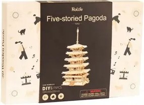 RoboTime dřevěné 3D puzzle Pětipatrová pagoda / od 8 let / 275 dílků /