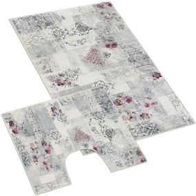 Bellatex koupelnové předložky 3D tisk sada 60x100, 60x50 cm ornament smetanová, černá, růžová