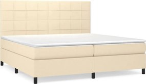Box spring postel s matrací krémová 200x200 cm textil 3141806