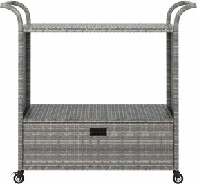 Barový vozík se zásuvkou šedý 100 x 45 x 97 cm polyratan 316664