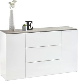 XXXLutz ŠIROKÁ KOMODA, šedá, vysoce lesklá bílá, 159,6/93,50/45 cm Carryhome - Široké komody - 002593007901