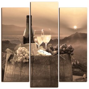 Obraz na plátně - Láhev vína na vinici - čtverec 3152FC (105x105 cm)