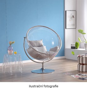 Závěsné křeslo se stojanem, transparentní/zlatá/šedá, BUBBLE NEW TYP 2