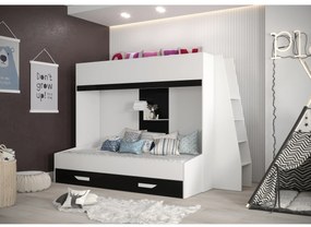 Dětská kombinovaná postel 90 cm Puro 17 (matná bílá + bílý lesk + černý lesk). 1087114