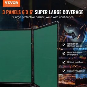Svařovací zástěna s rámem, 1,83 × 1,83 m 3 panelové zástěny pro svařování